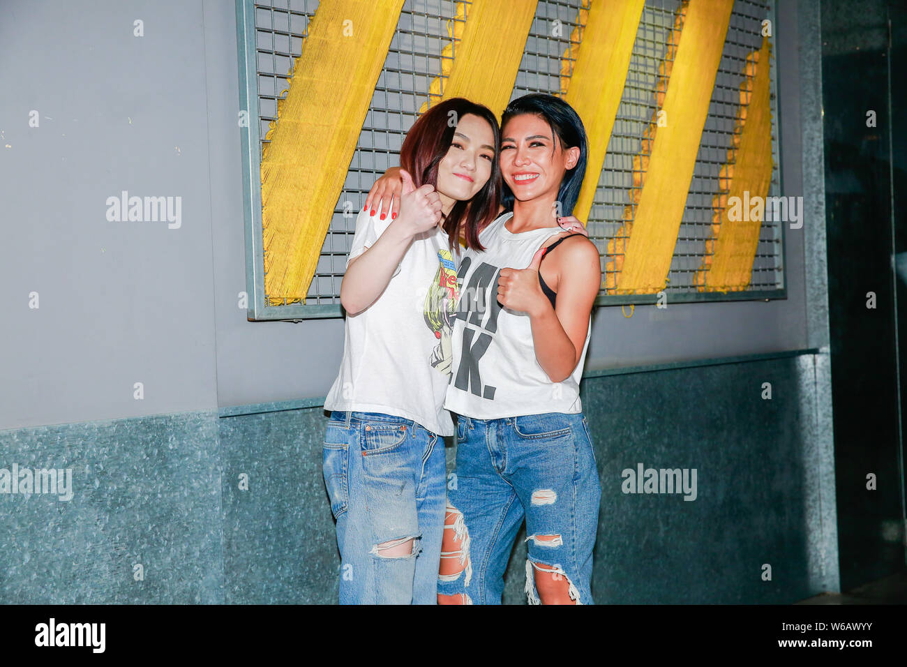 **TAIWAN OUT**Taiwanese singer Lala Hsu Chia ying, left, attends a ...