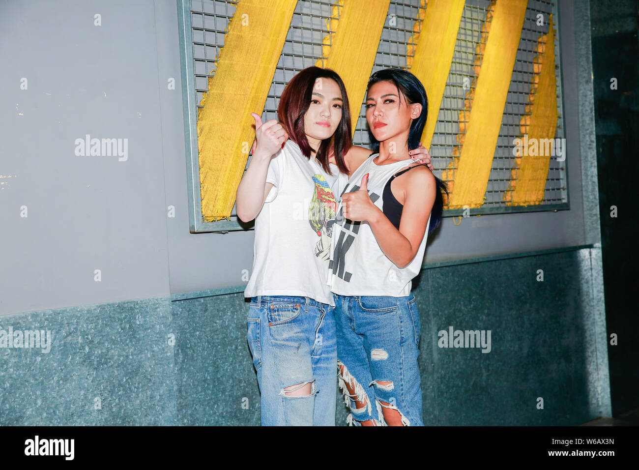 **TAIWAN OUT**Taiwanese singer Lala Hsu Chia ying, left, attends a ...