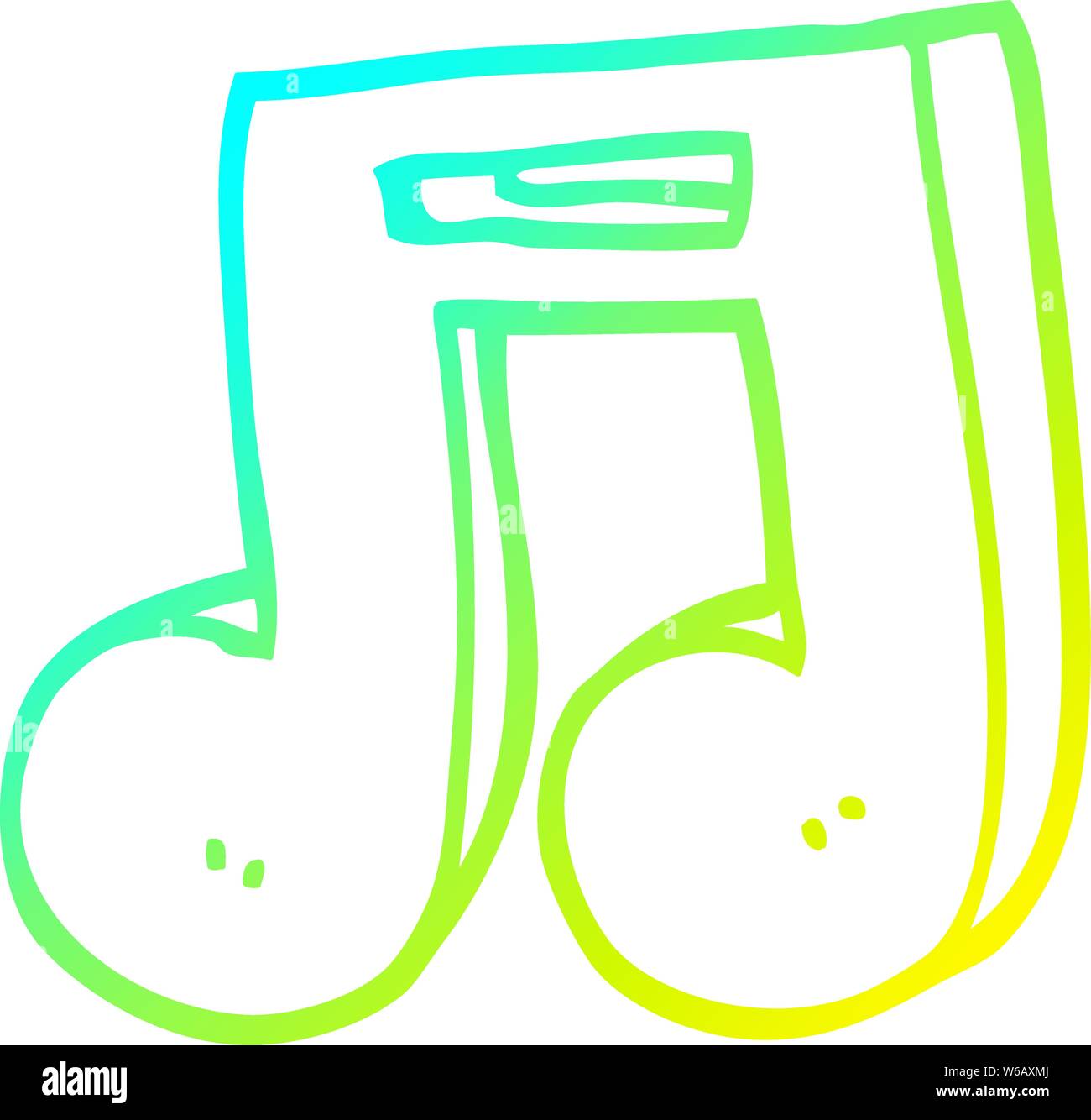 cold gradient line drawing of a cartoon musical notes Stock Vector ...