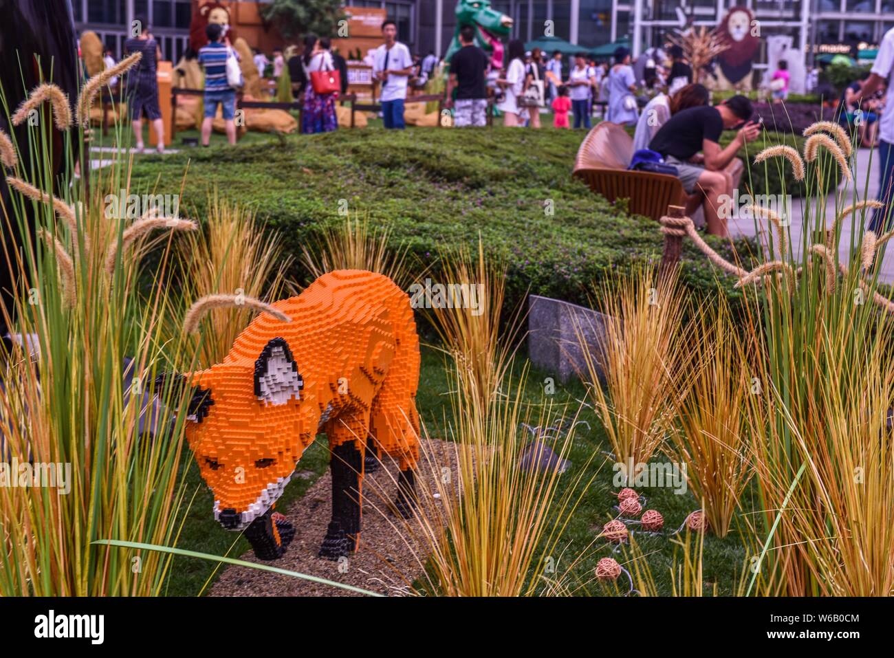 A Lego sculpture of fox created by New York-based artist Sean Kenney is ...