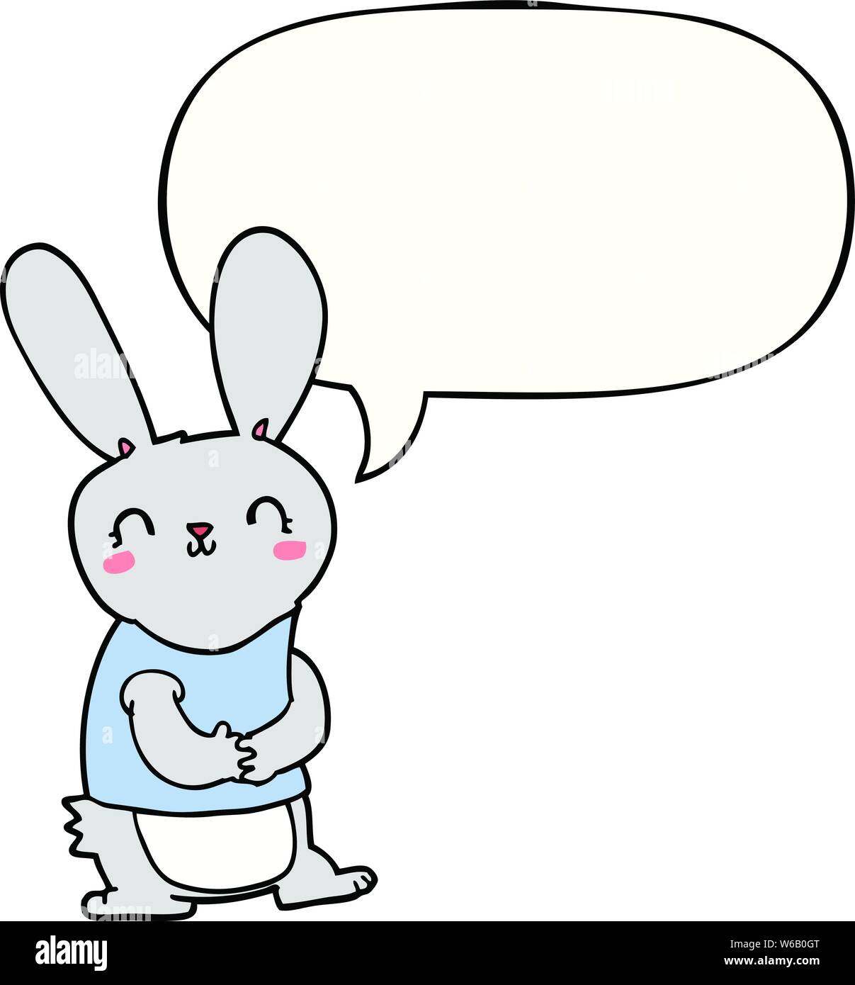 cute cartoon rabbit with speech bubble Stock Vector Image & Art - Alamy