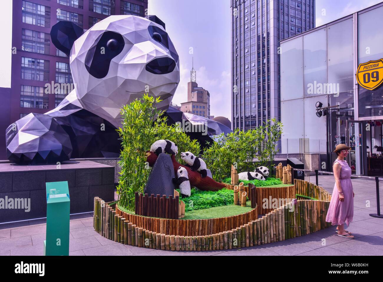 Lego sculptures of giant pandas created by New York-based artist Sean ...