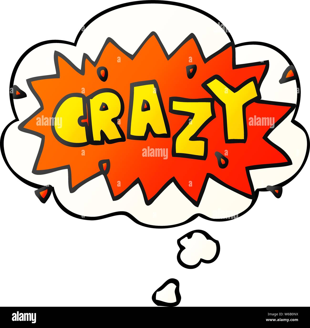cartoon word crazy with thought bubble in smooth gradient style Stock ...