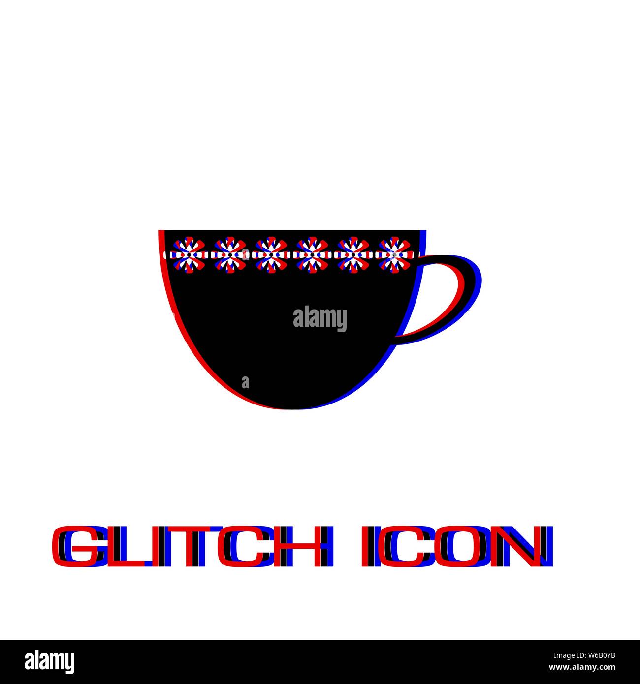 Cup icon flat. Simple pictogram - Glitch effect. Vector illustration ...