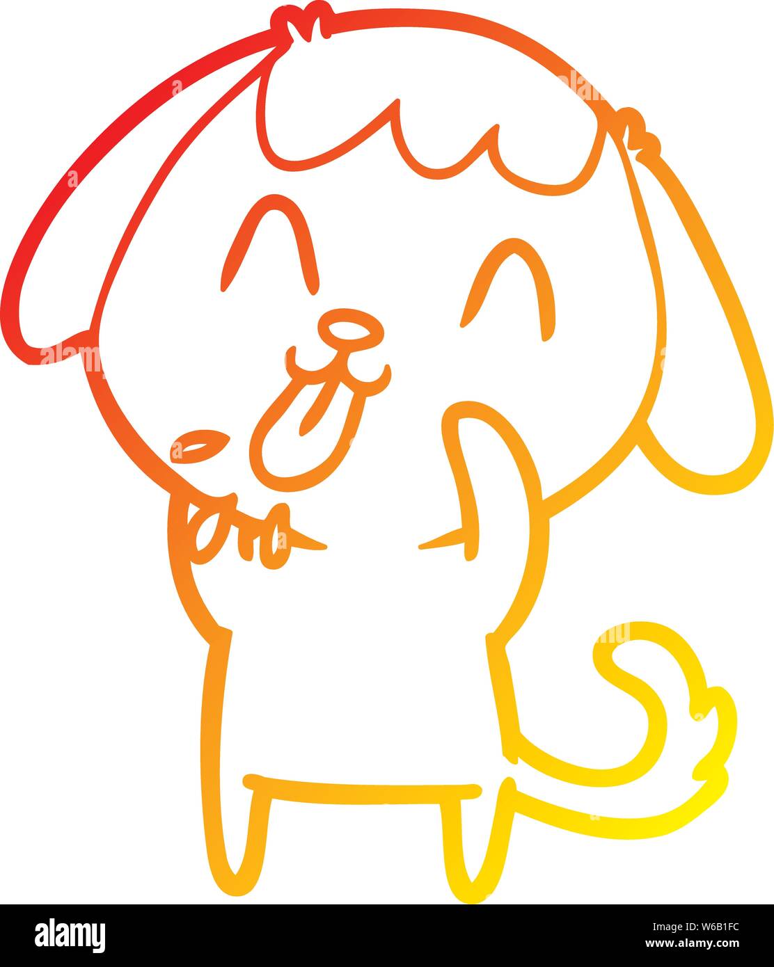 warm gradient line drawing of a rude dog cartoon Stock Vector Image ...
