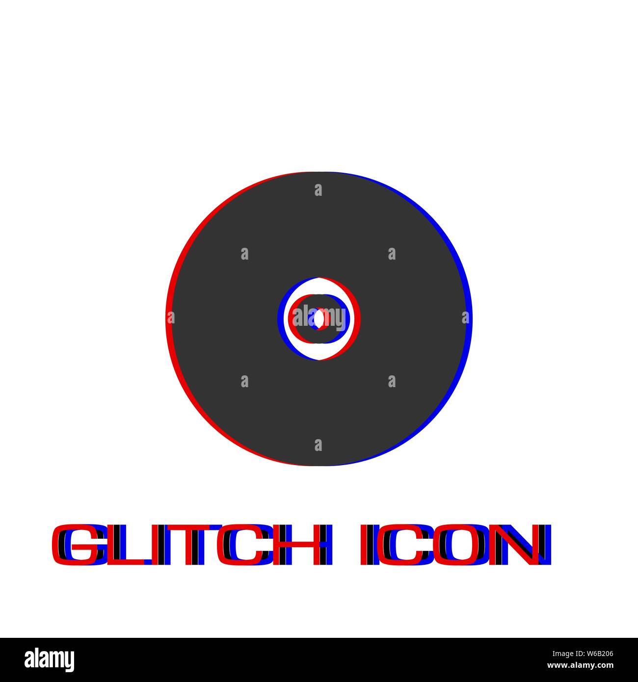 Vinyl record icon flat. Simple pictogram - Glitch effect. Vector ...