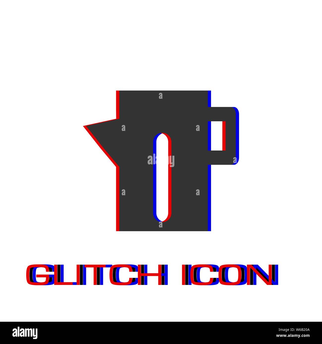 Teapot kettle icon flat. Simple pictogram - Glitch effect. Vector ...