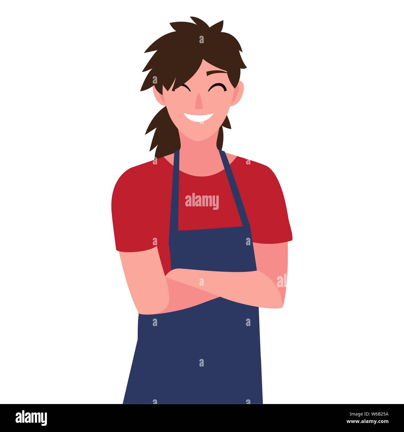 seller woman character with apron vector illustration Stock Vector ...