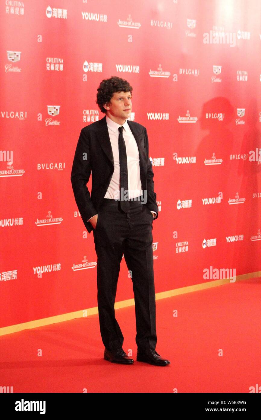 American actor Jesse Eisenberg arrives on the red carpet for the ...