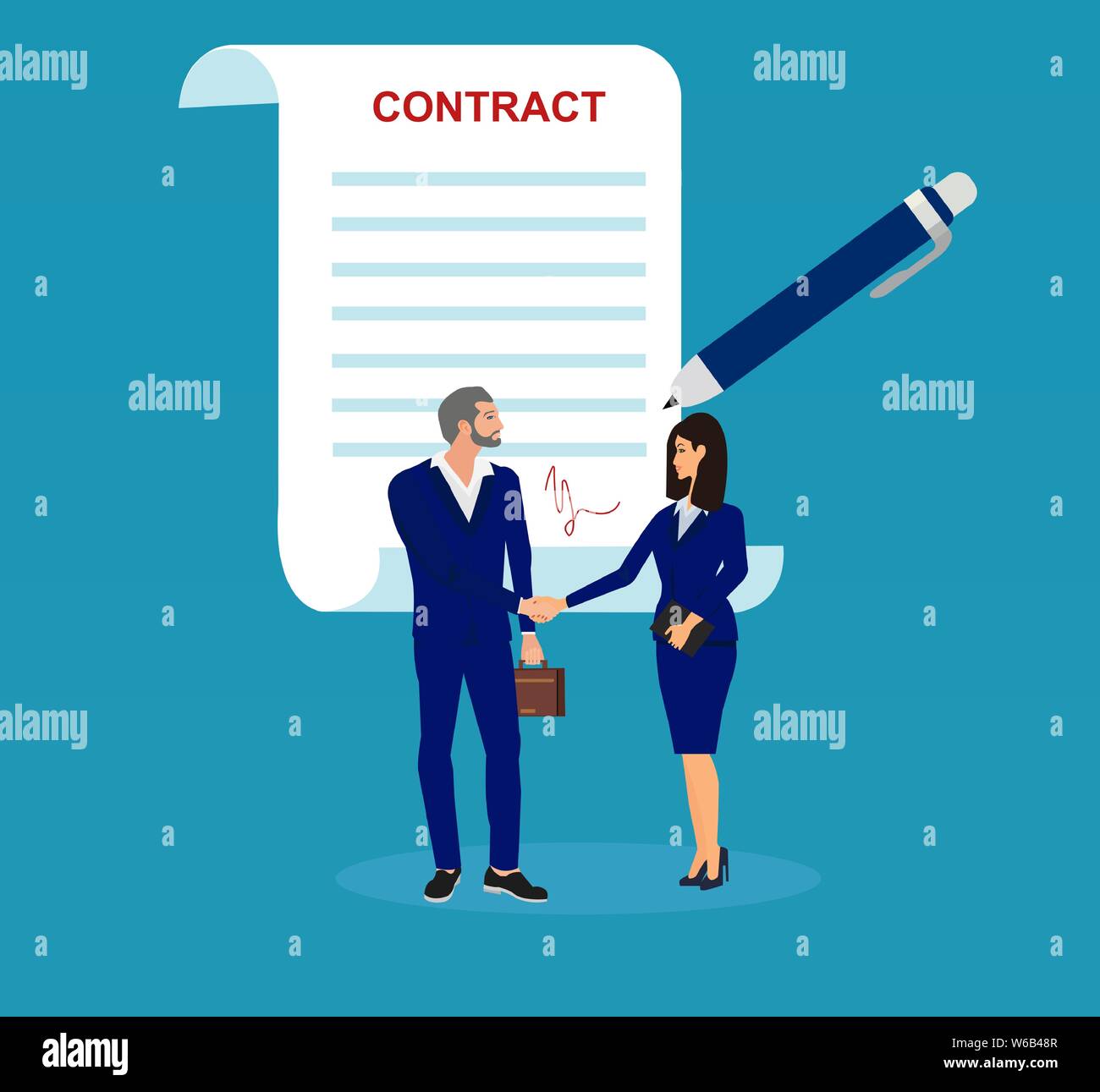 Signing contract cartoon hi-res stock photography and images - Alamy