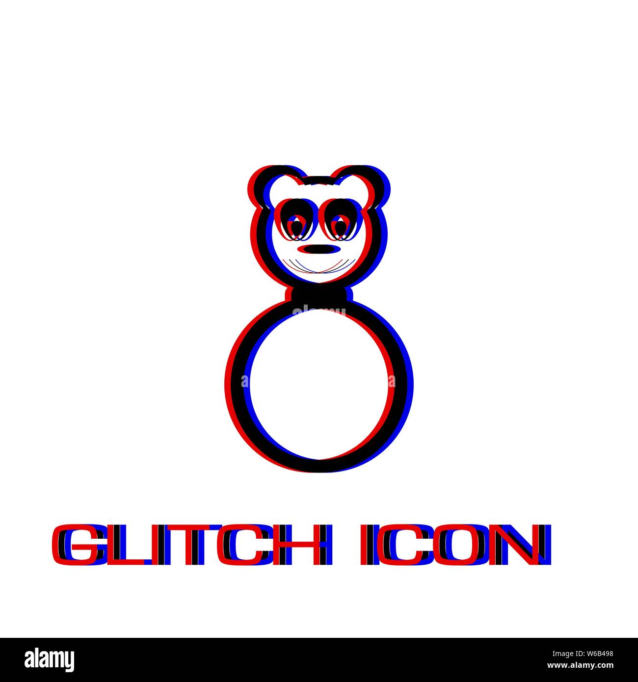 Panda rattle icon flat. Simple pictogram - Glitch effect. Vector ...