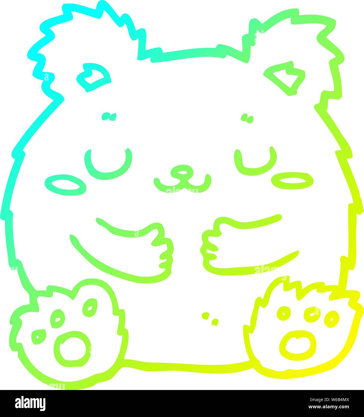 cold gradient line drawing of a cute cartoon bear Stock Vector Image ...
