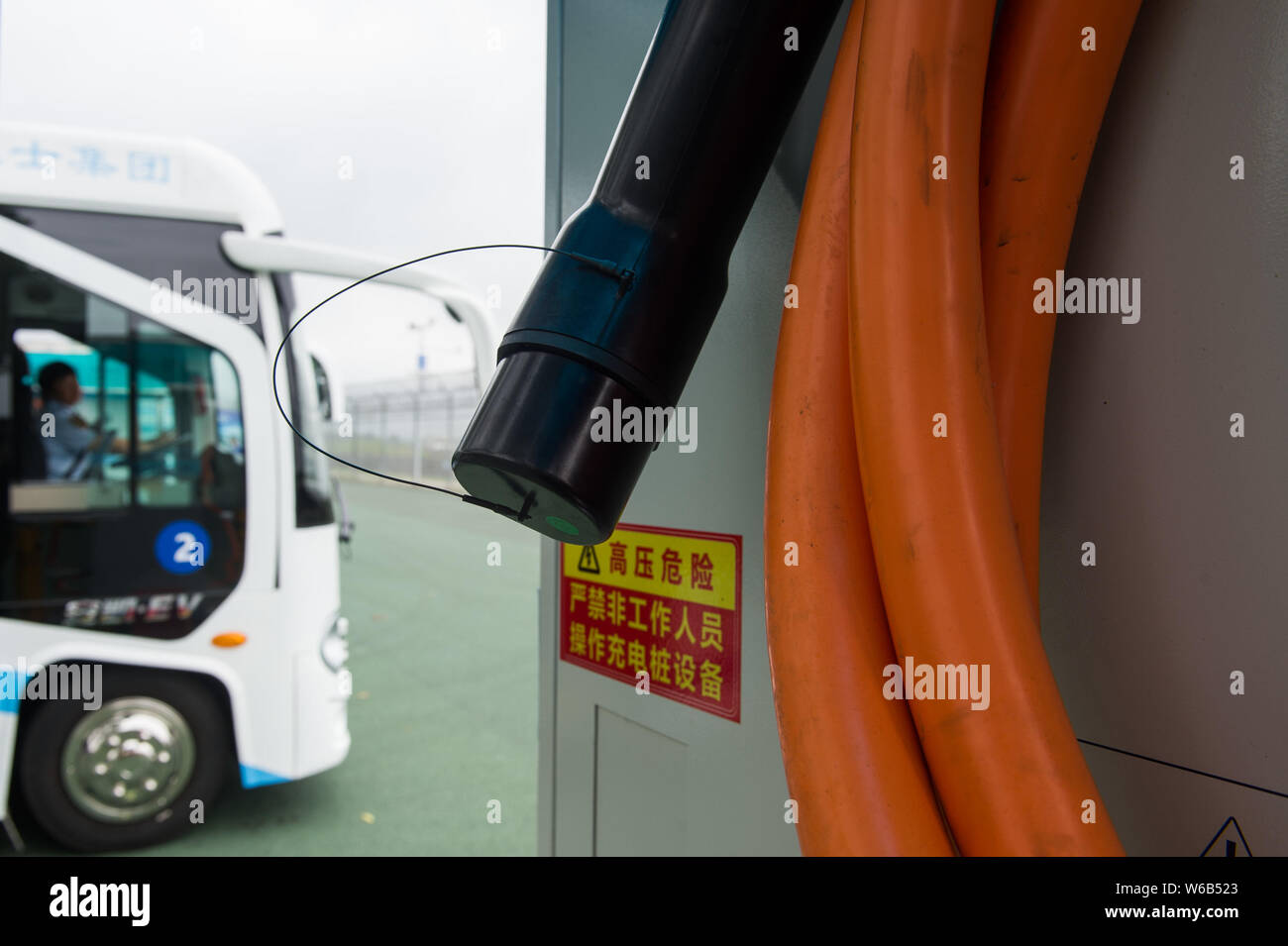 Alphabus smart buses with self-driving bus technology are pictured at a ...
