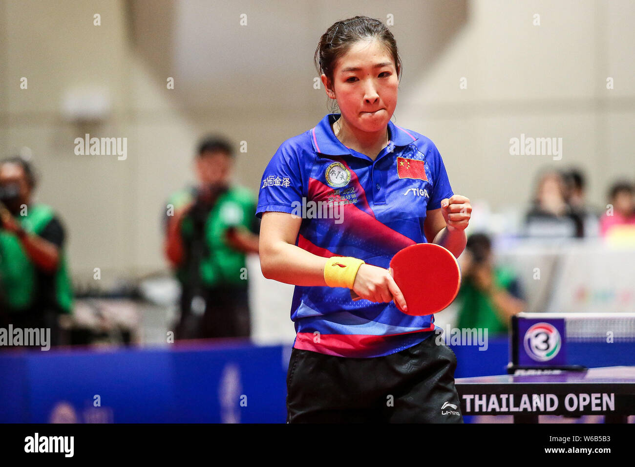 Liu Shiwen of China celebrates after scoring against Hashimoto Honoka ...