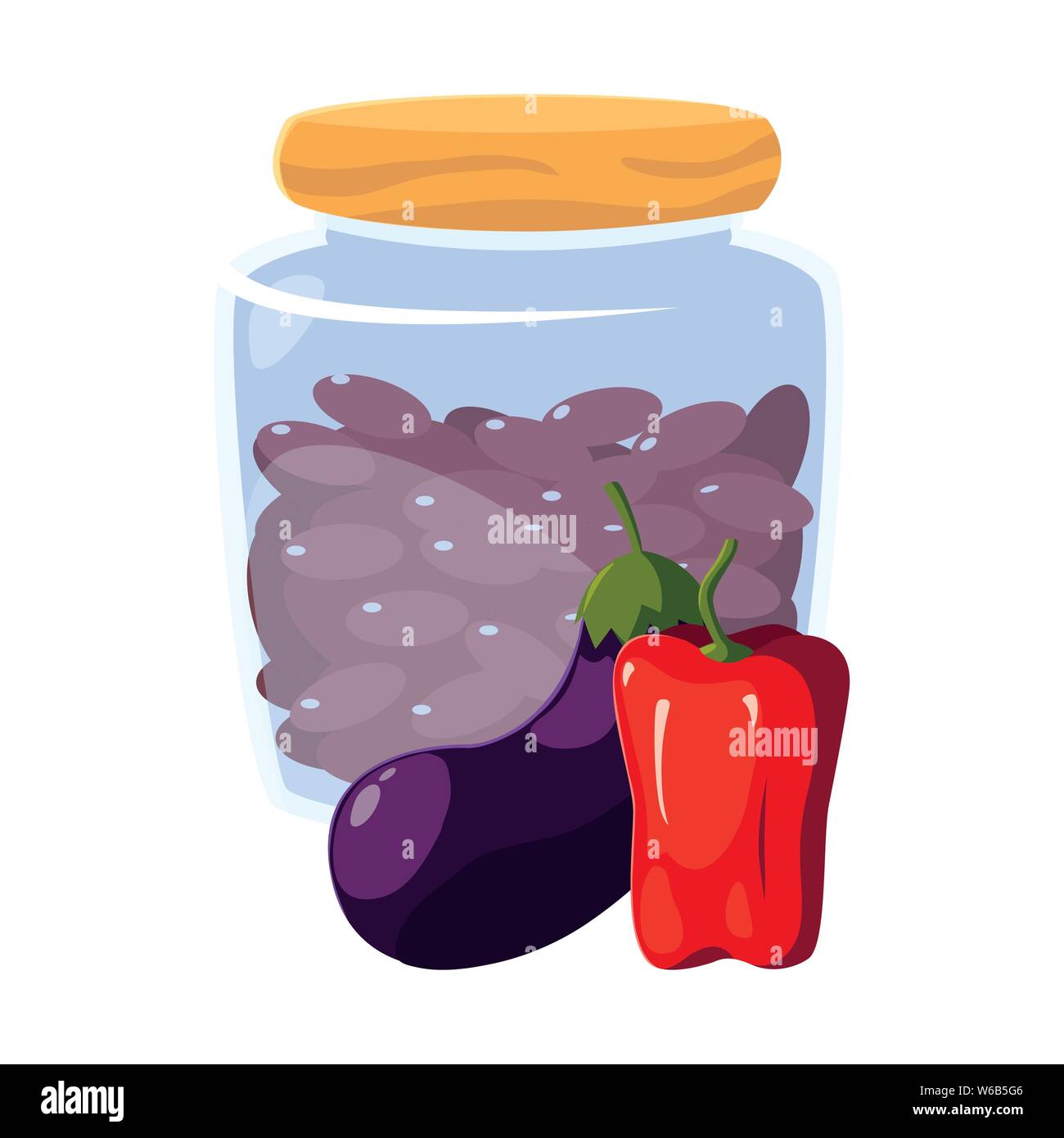 farm jar with beans eggplant and pepper vector illustration Stock ...