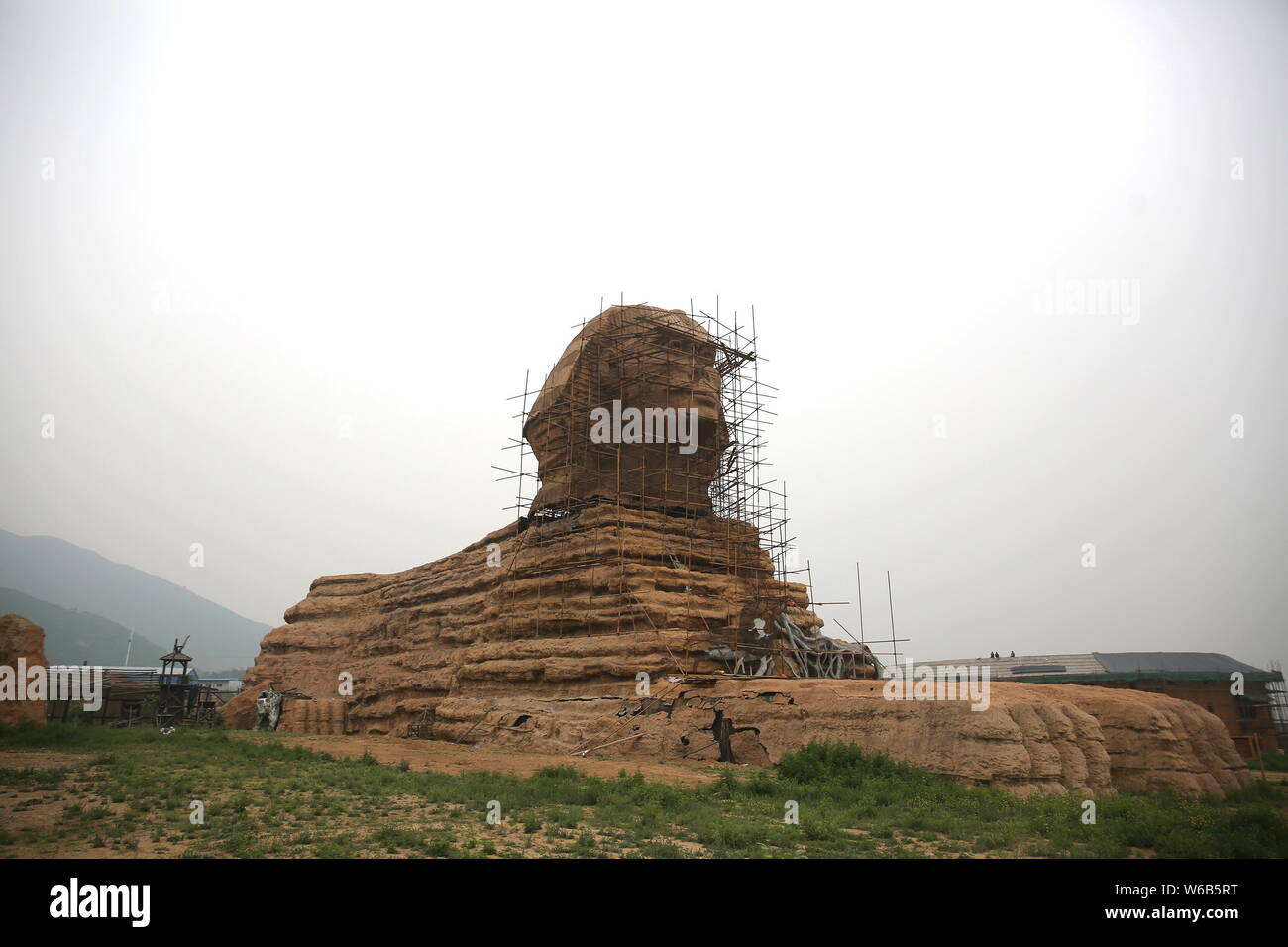 The replica of Great Sphinx of Giza is under reconstruction in ...