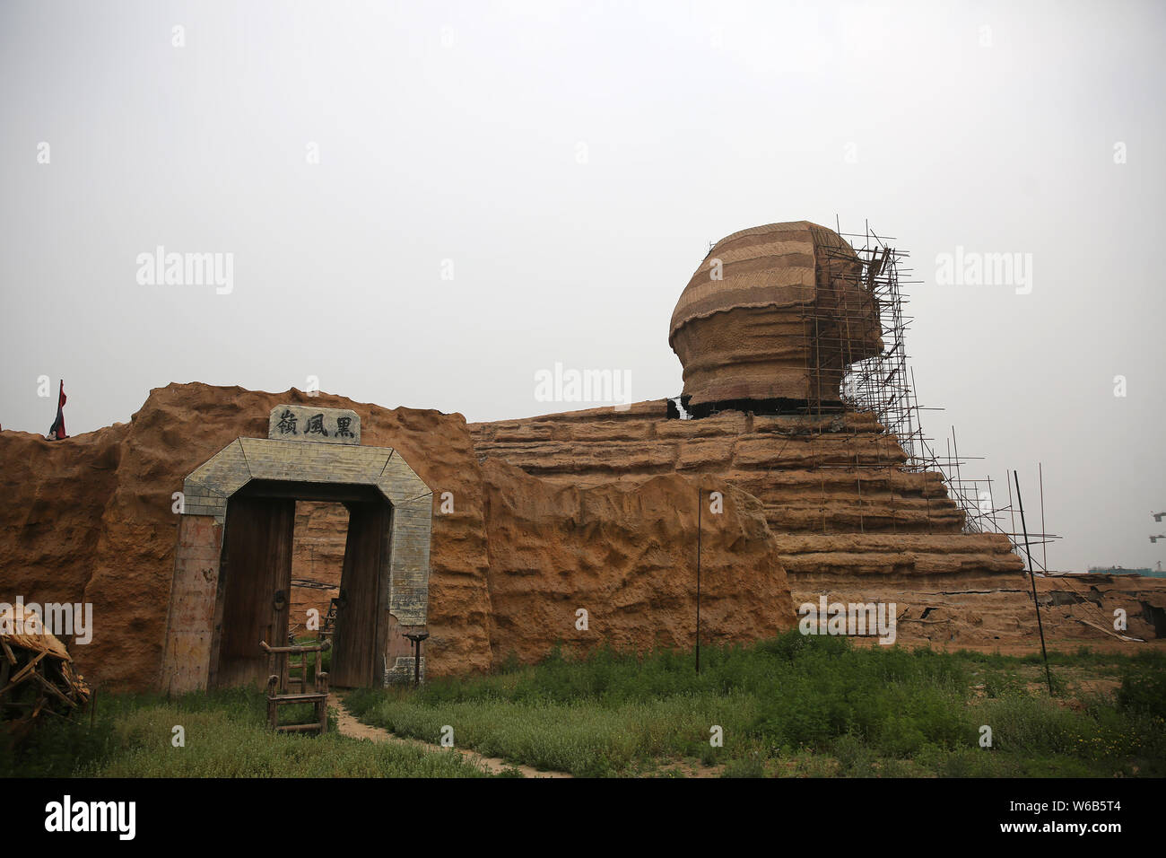 The replica of Great Sphinx of Giza is under reconstruction in ...