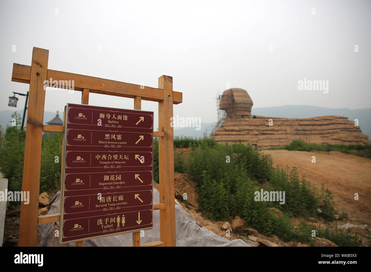 The replica of Great Sphinx of Giza is under reconstruction in ...