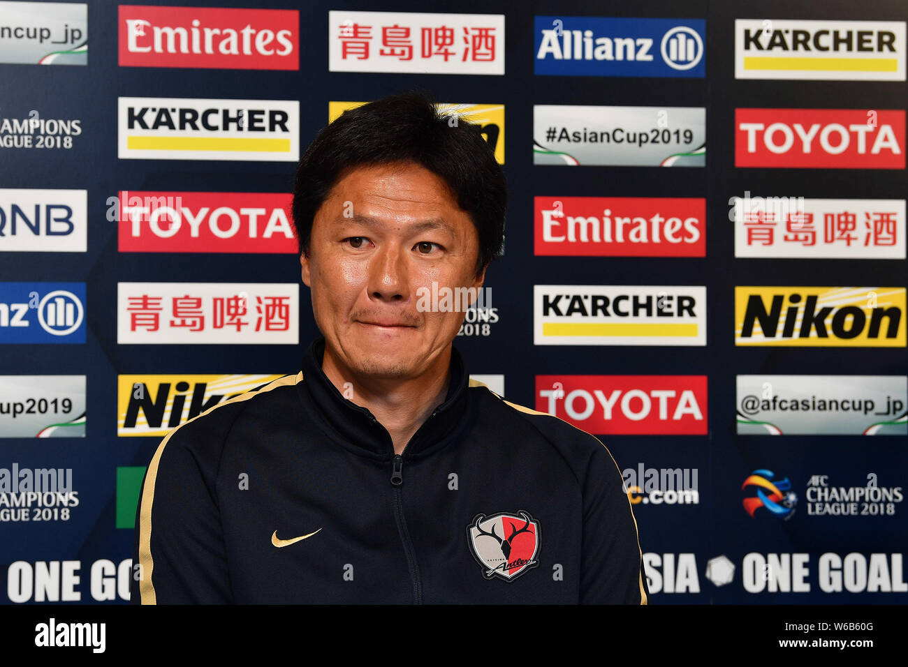 Head coach Go Oiwa of Japan's Kashima Antlers attends a press ...