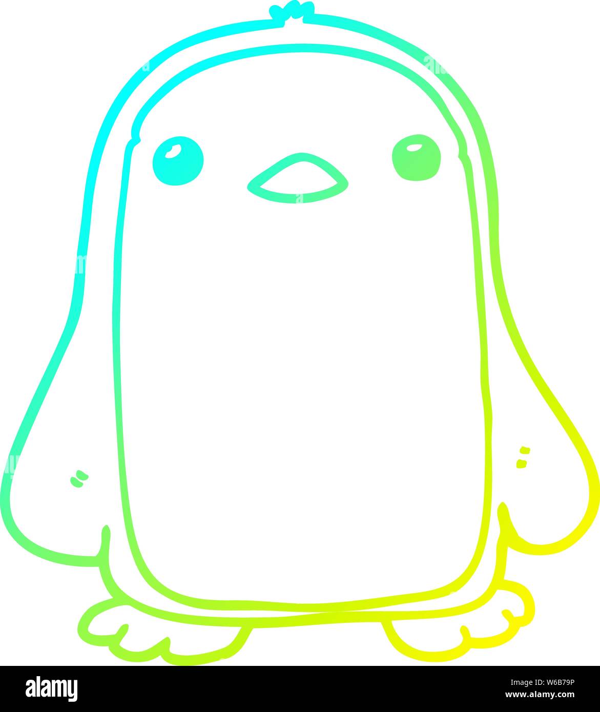 cold gradient line drawing of a cute cartoon penguin Stock Vector Image ...