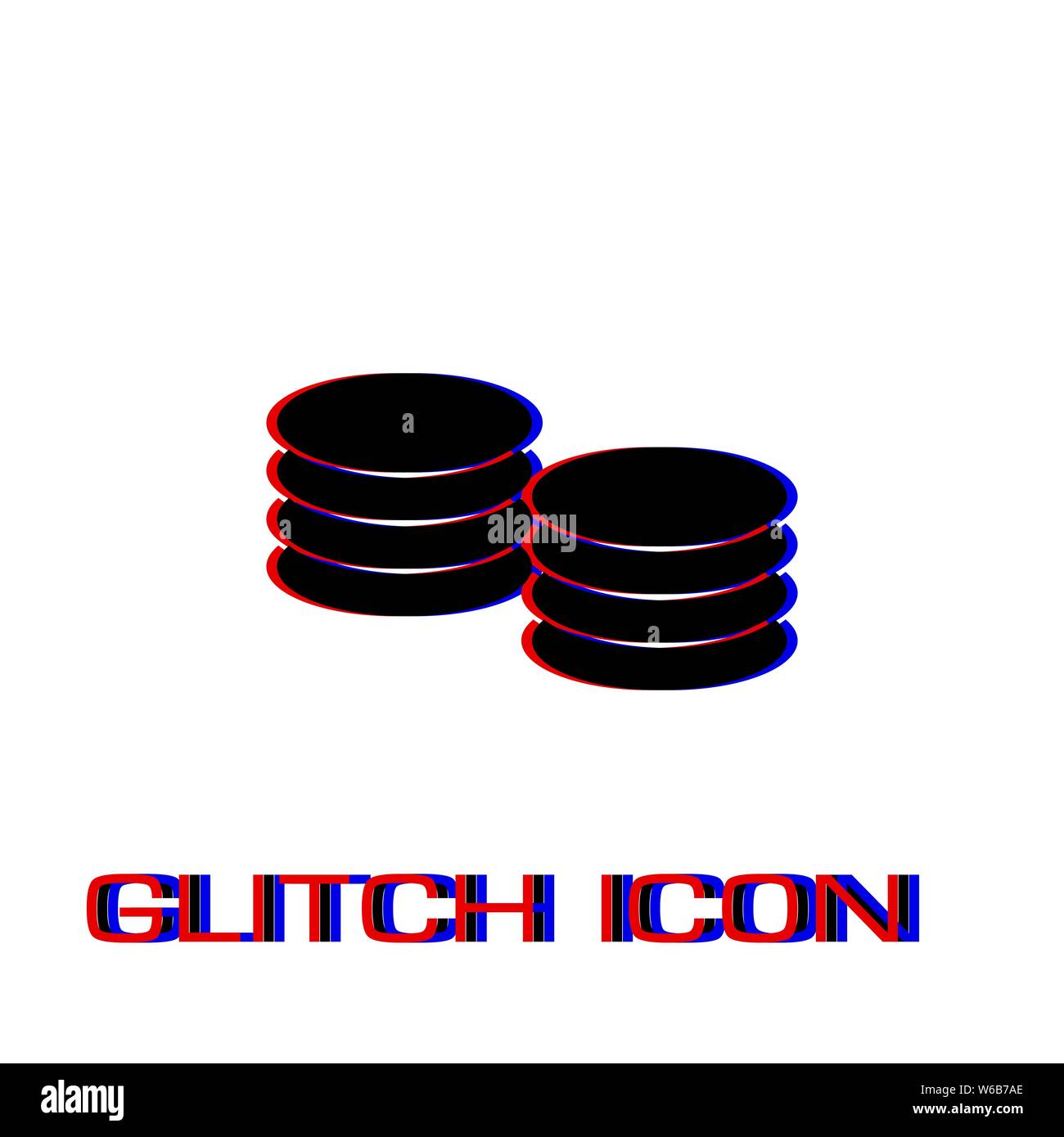 Penny icon flat. Simple pictogram - Glitch effect. Vector illustration ...