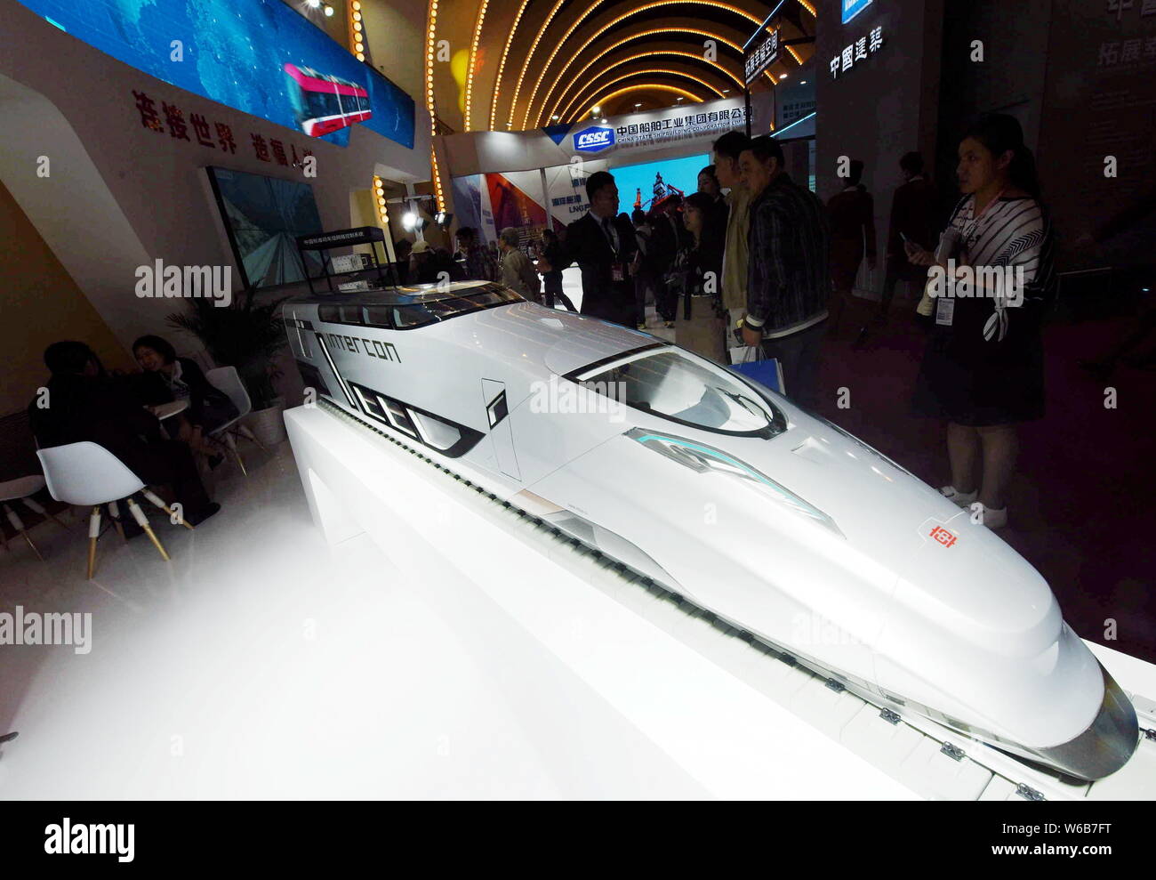 A model train of a concept intercontinental high-speed electric ...