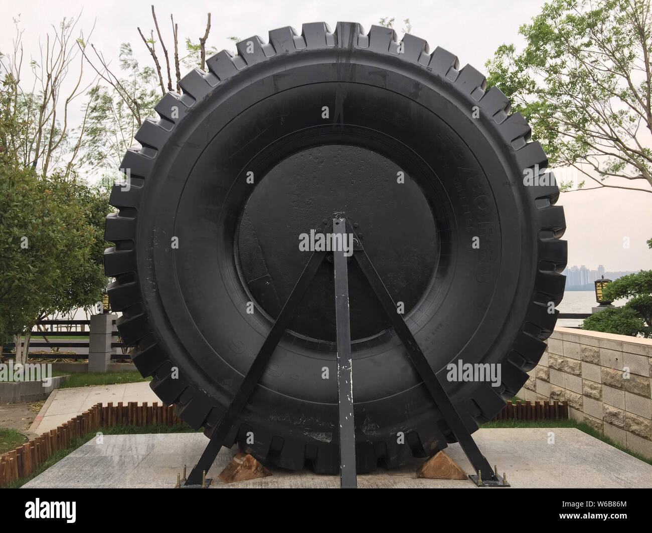 View of the world's largest tire made by Fujian Haian Rubber Co., Ltd ...