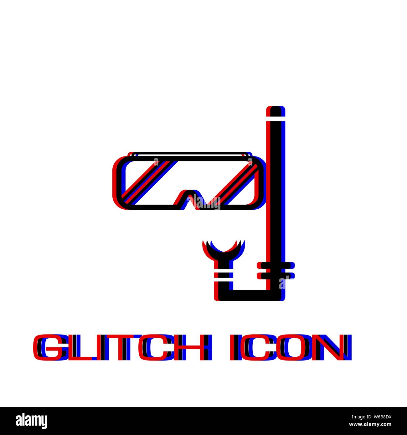 Diver icon flat. Simple pictogram - Glitch effect. Vector illustration ...