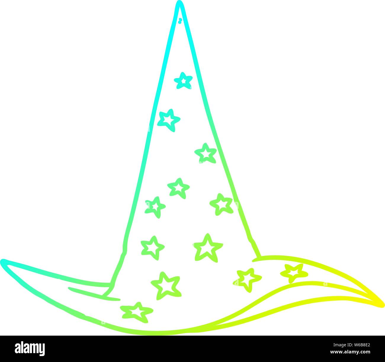 cold gradient line drawing of a cartoon wizard hat Stock Vector Image ...