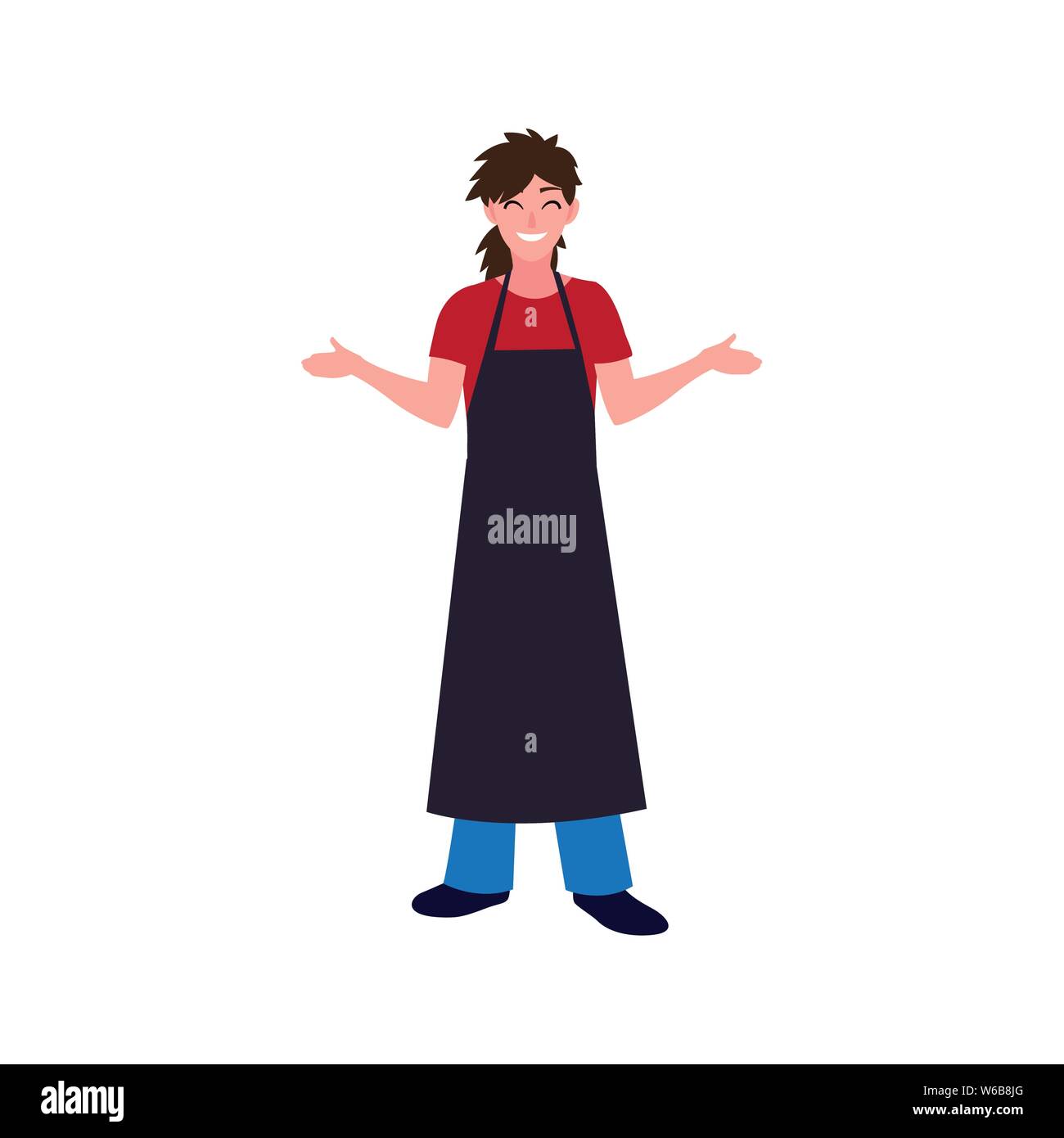 seller woman character with apron vector illustration Stock Vector ...