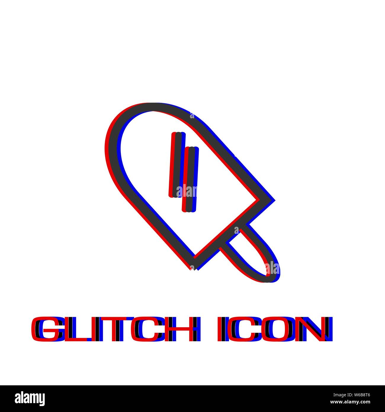 Ice lolly icon flat. Simple pictogram - Glitch effect. Vector ...