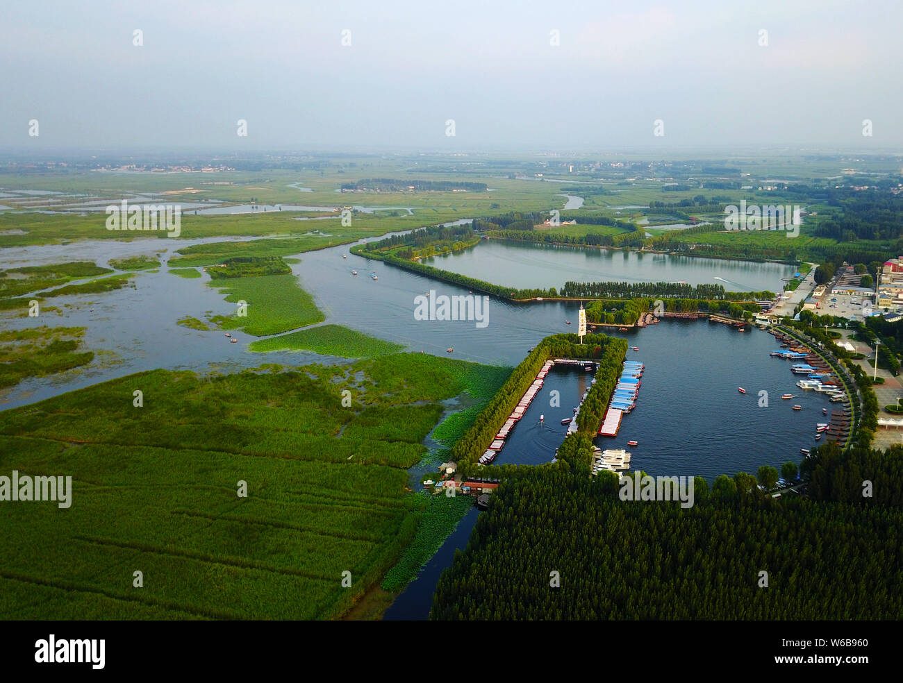 Aerial view of the Baiyangdian Lake, north China's largest freshwater ...