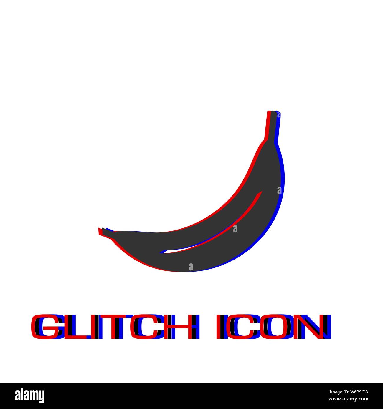 Banana icon flat. Simple pictogram - Glitch effect. Vector illustration ...