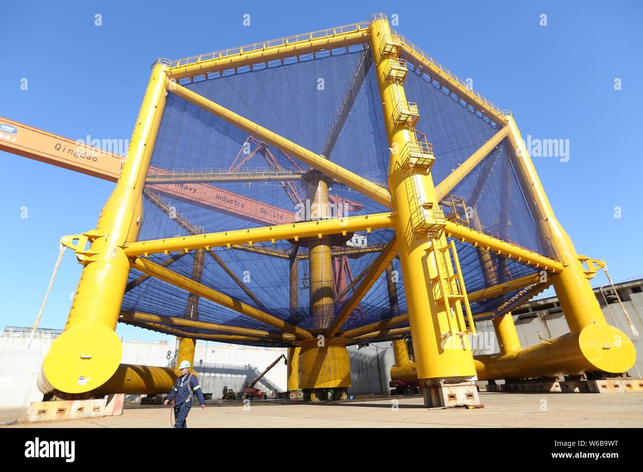 China's intelligent offshore ocean farming facility is pictured before ...