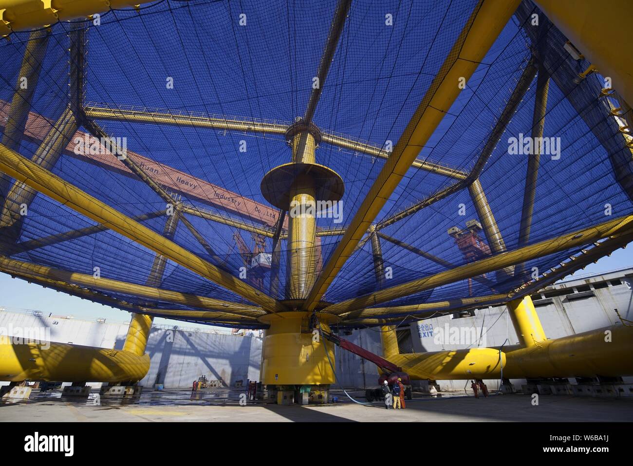 China's intelligent offshore ocean farming facility is pictured before ...