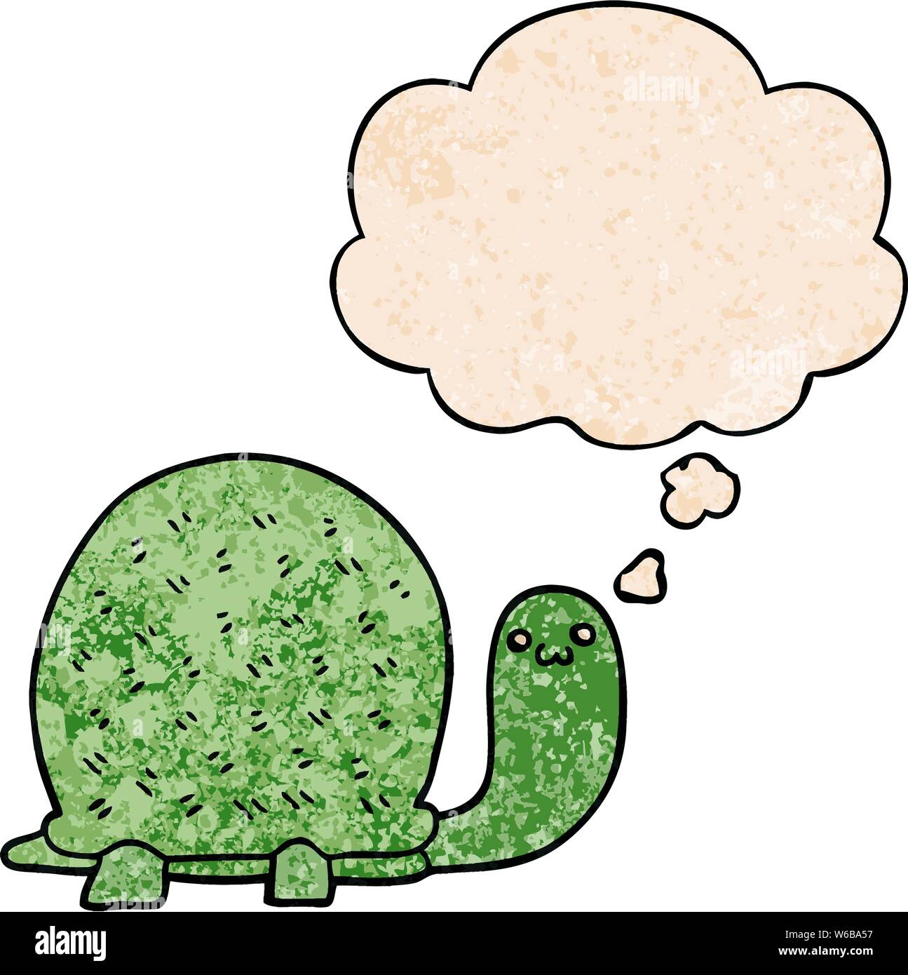cute cartoon turtle with thought bubble in grunge texture style Stock ...