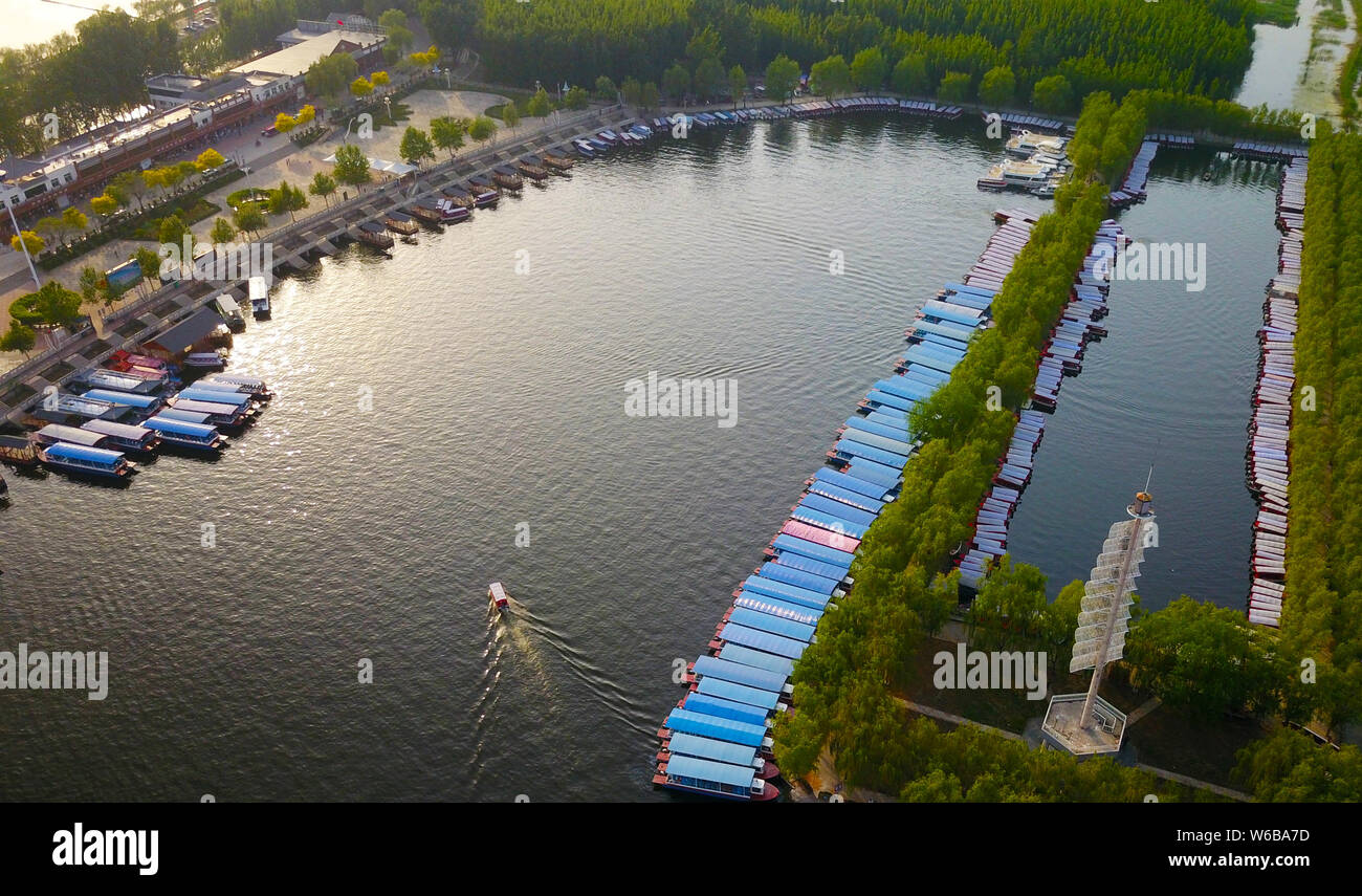 Aerial view of the Baiyangdian Lake, north China's largest freshwater ...