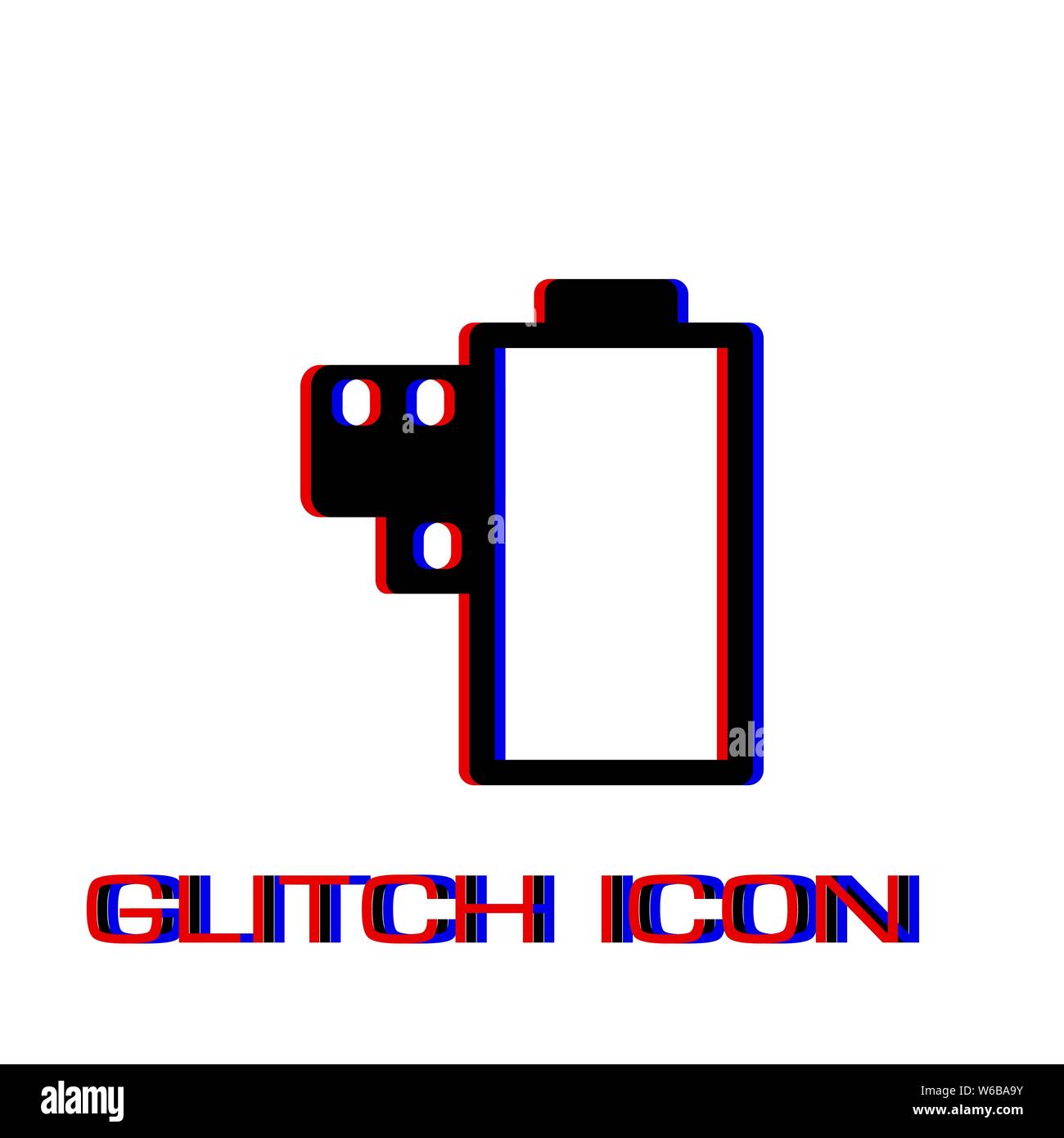 Camera roll icon flat. Simple pictogram - Glitch effect. Vector ...