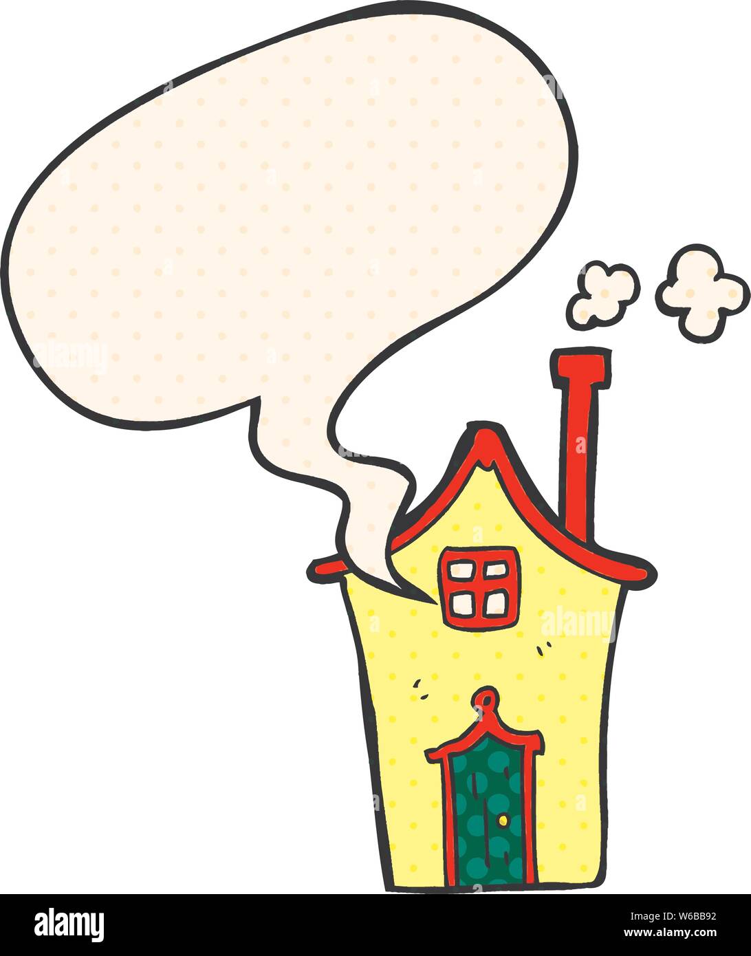 cartoon house with speech bubble in comic book style Stock Vector Image ...