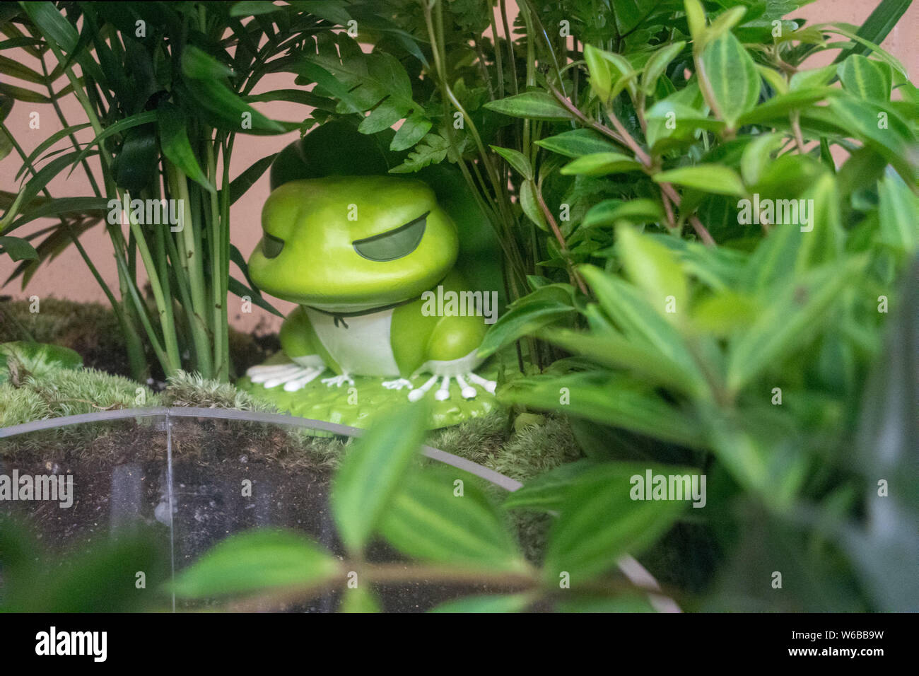 A sculpture of frog is on display during the exhibition themed on the ...