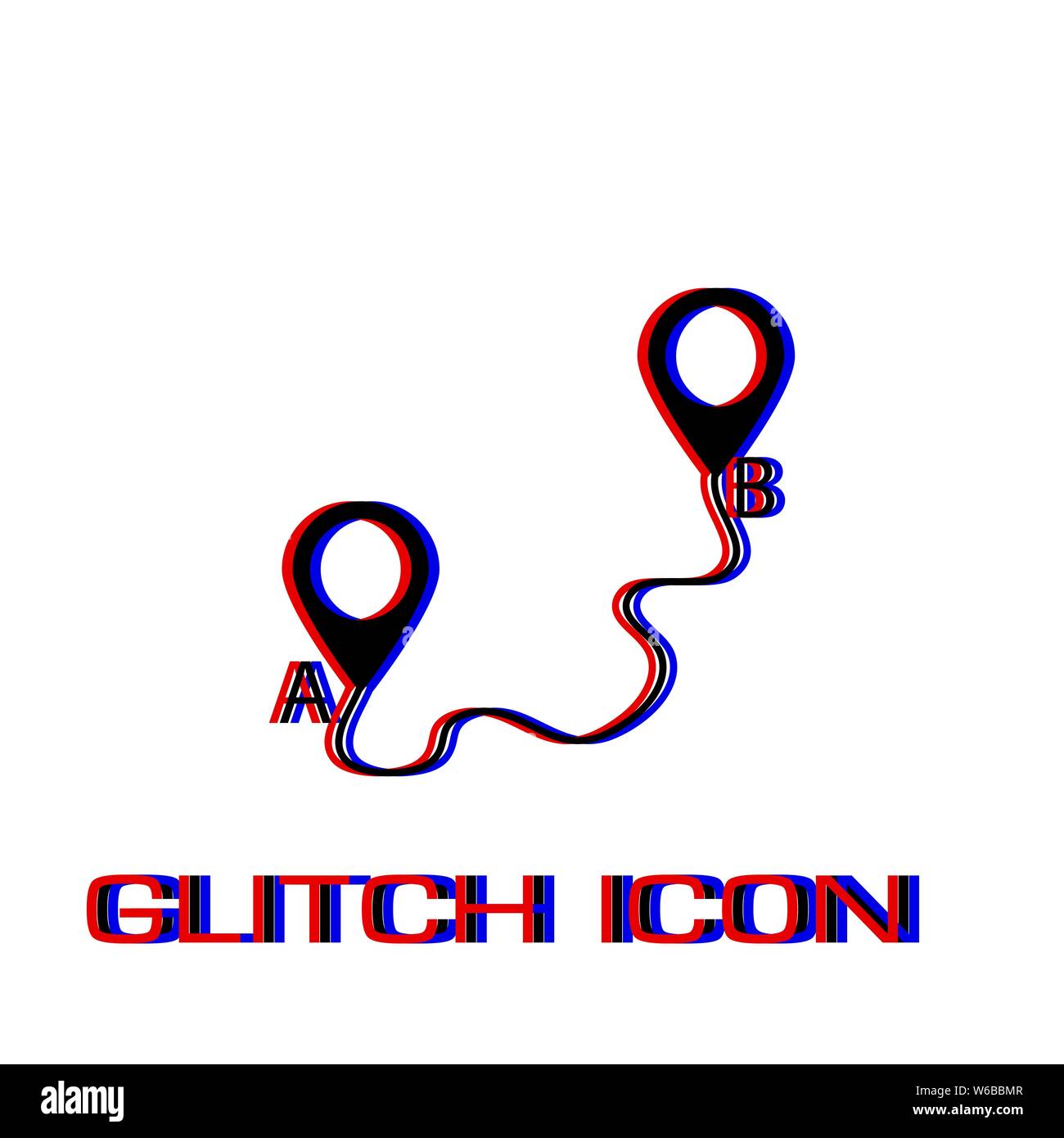 Map GPS icon flat. Simple pictogram - Glitch effect. Vector ...