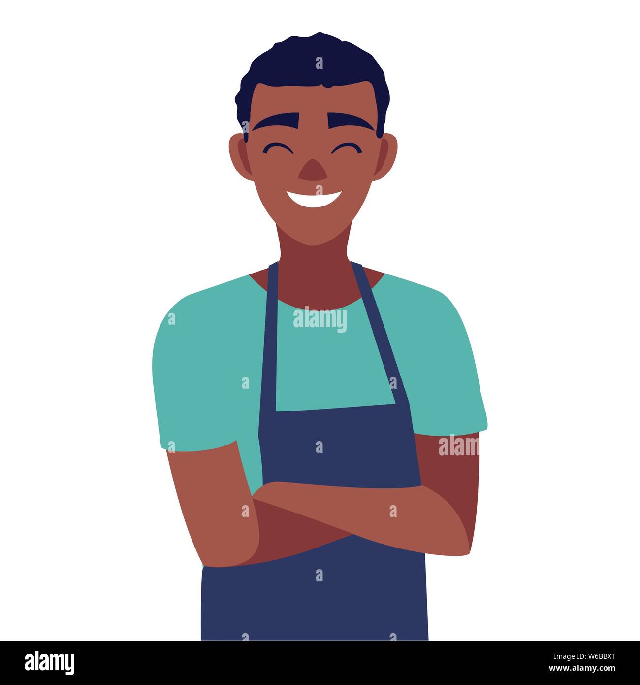 young seller man character with apron vector illustration Stock Vector ...
