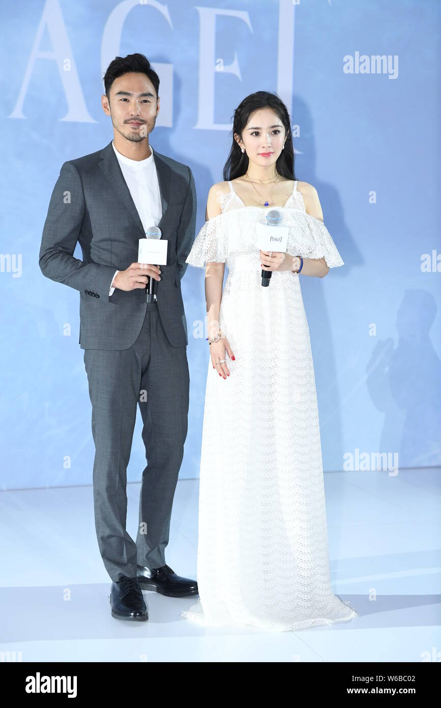 Chinese actress Yang Mi, right, and Taiwanese actor and model Ethan ...