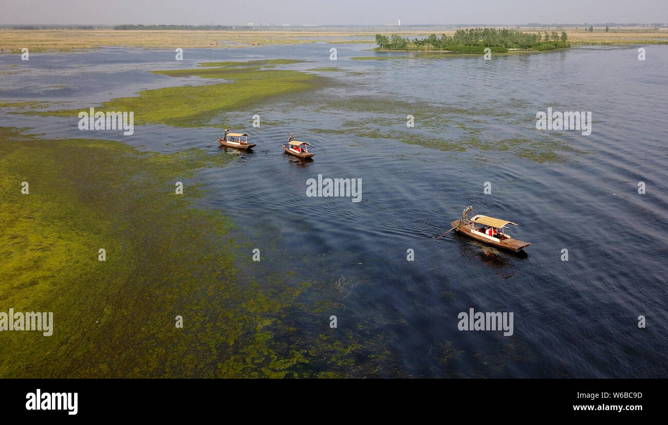 Aerial view of the Baiyangdian Lake, north China's largest freshwater ...