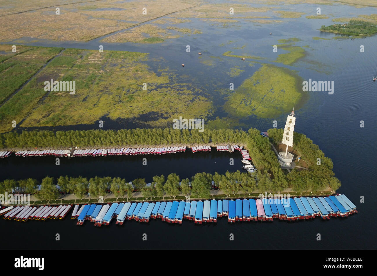 Aerial view of the Baiyangdian Lake, north China's largest freshwater ...