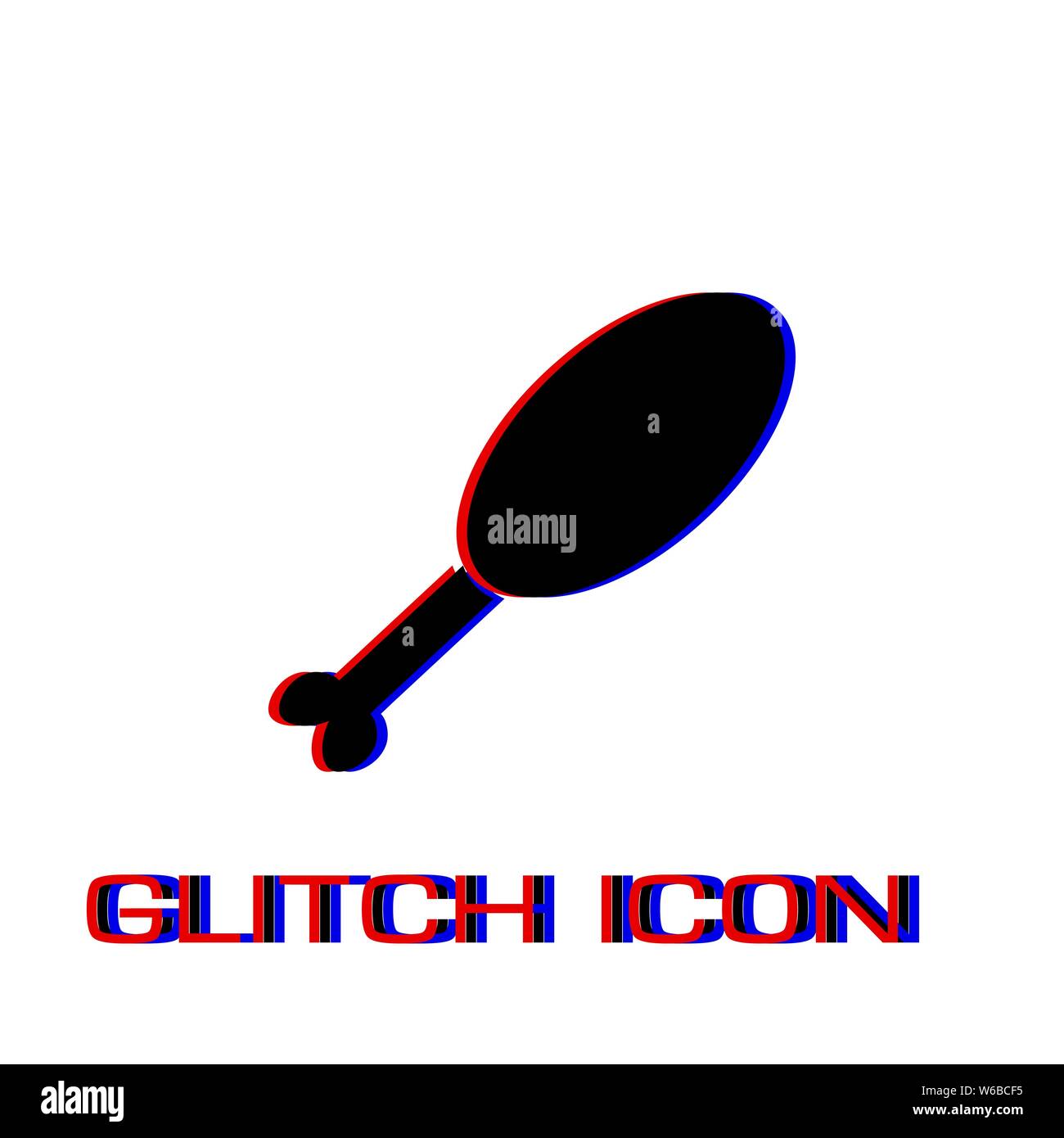 Chicken icon flat. Simple pictogram - Glitch effect. Vector ...