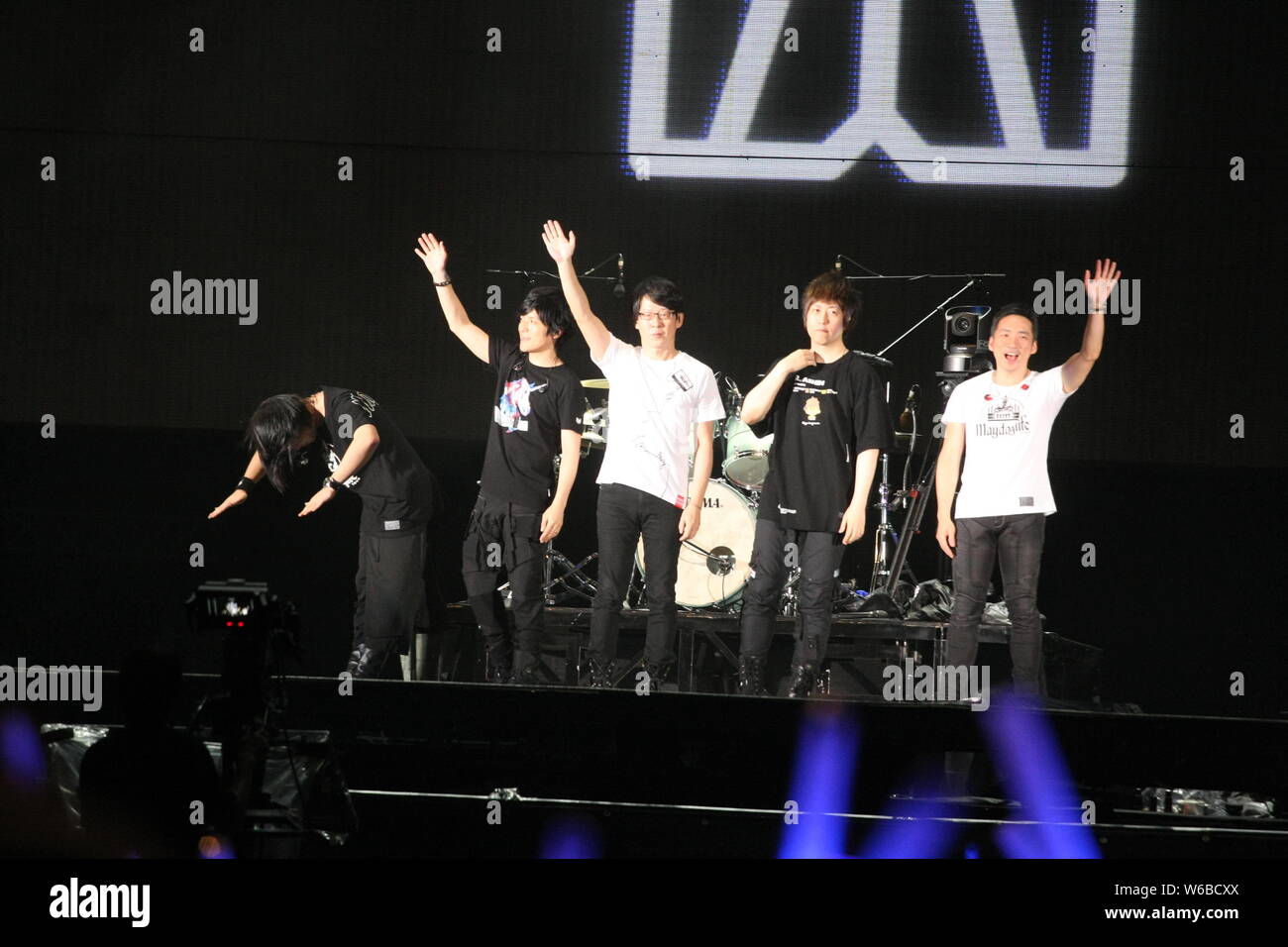 Members of Taiwanese rock band Mayday perform during the Mayday 2018 ...