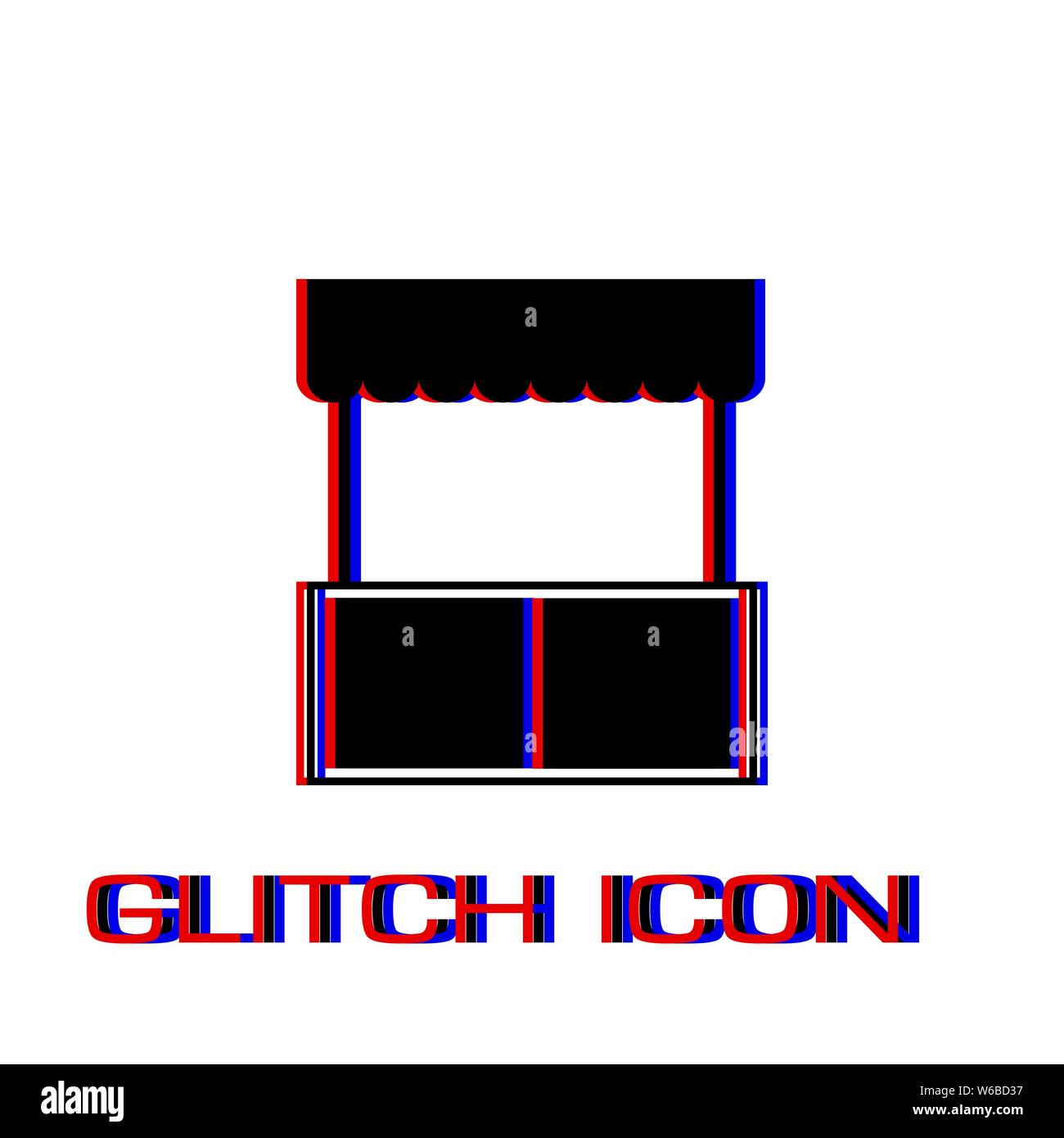 Kiosk icon flat. Simple pictogram - Glitch effect. Vector illustration ...