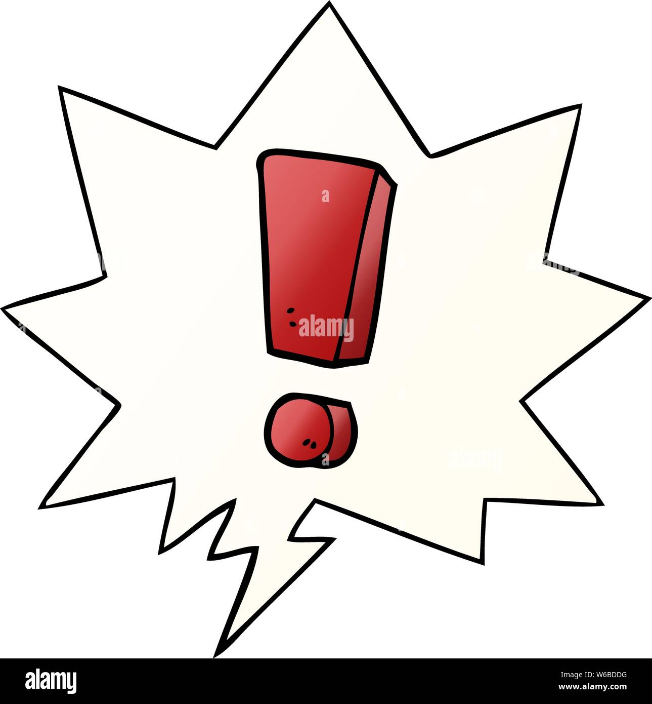 cartoon exclamation mark with speech bubble in smooth gradient style ...
