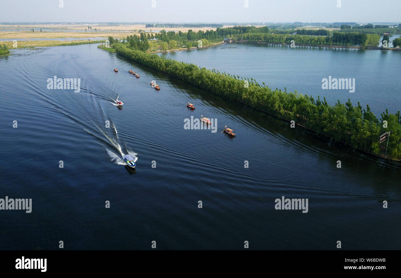 Aerial view of the Baiyangdian Lake, north China's largest freshwater ...